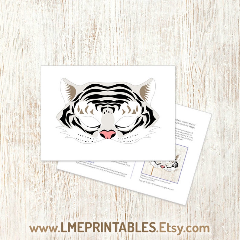 White Tiger Mask Printable Halloween Siberian Animal Masks - Etsy