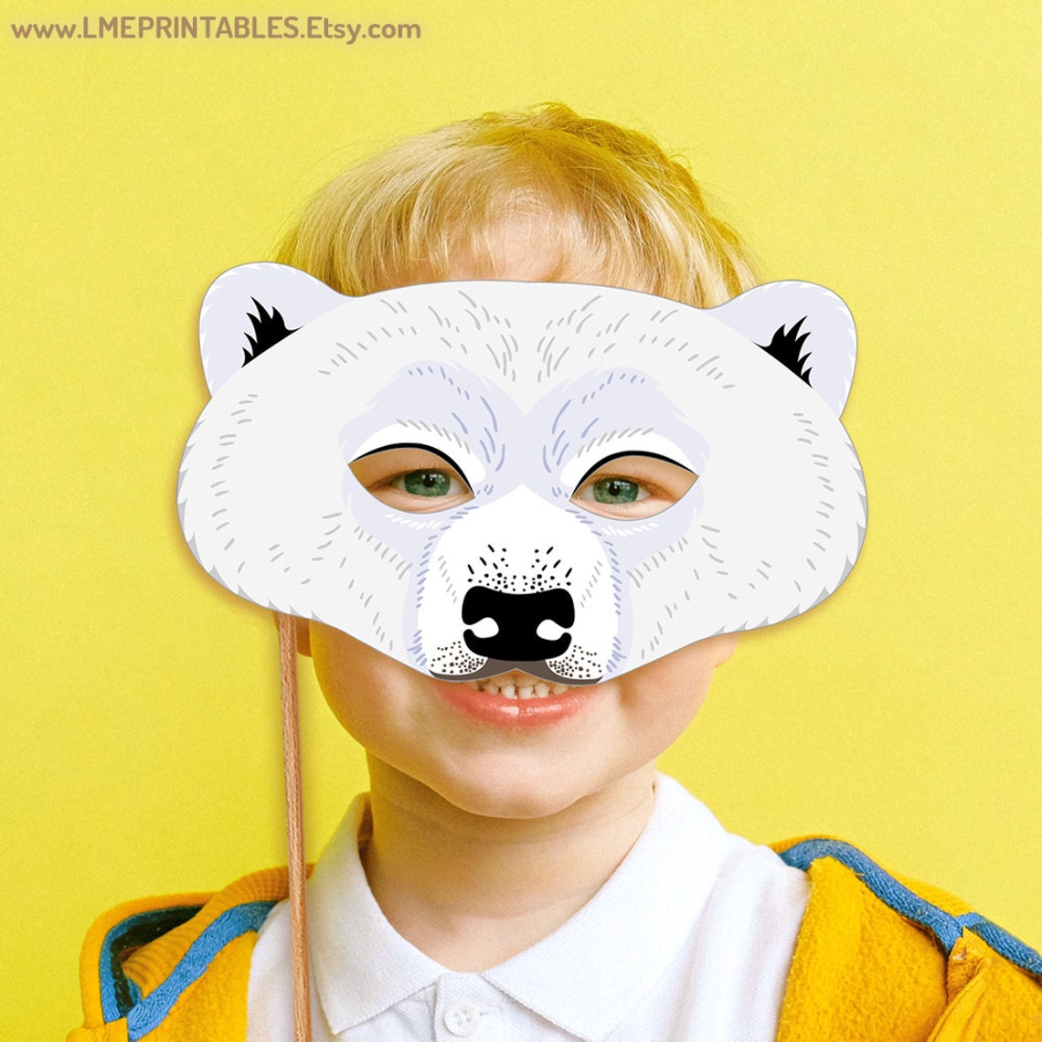 Polar Bear Mask Printable Costume Halloween White Ice Bear - Etsy