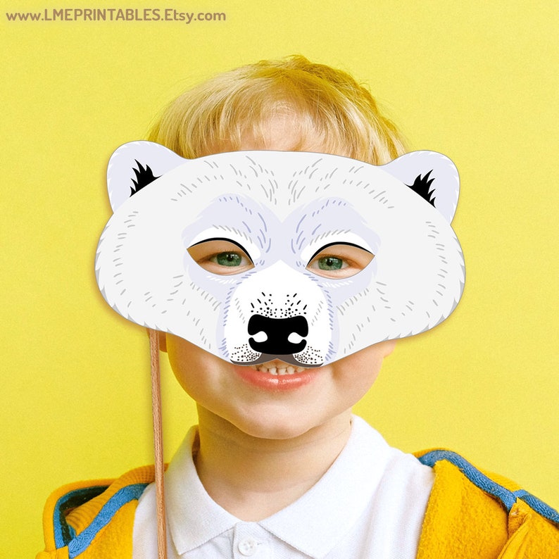 Polar Bear Mask Printable Costume Halloween White Ice Bear - Etsy