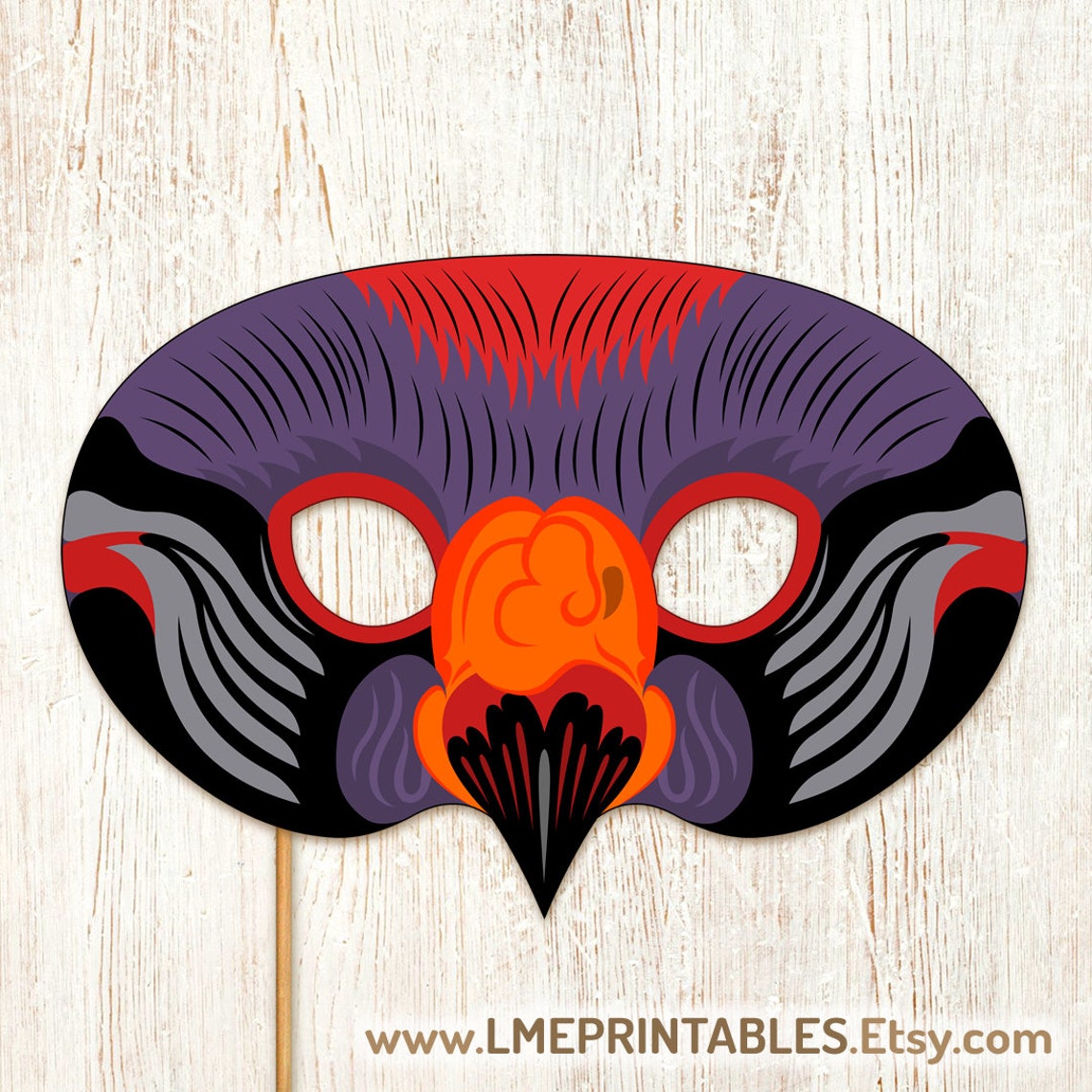 King Vulture Mask Printable Halloween Costume Animal Bird Prey Paper ...