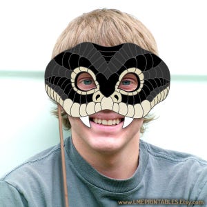 Black Mamba Snake Printable Mask Costume Reptile Lizard Carnival ...