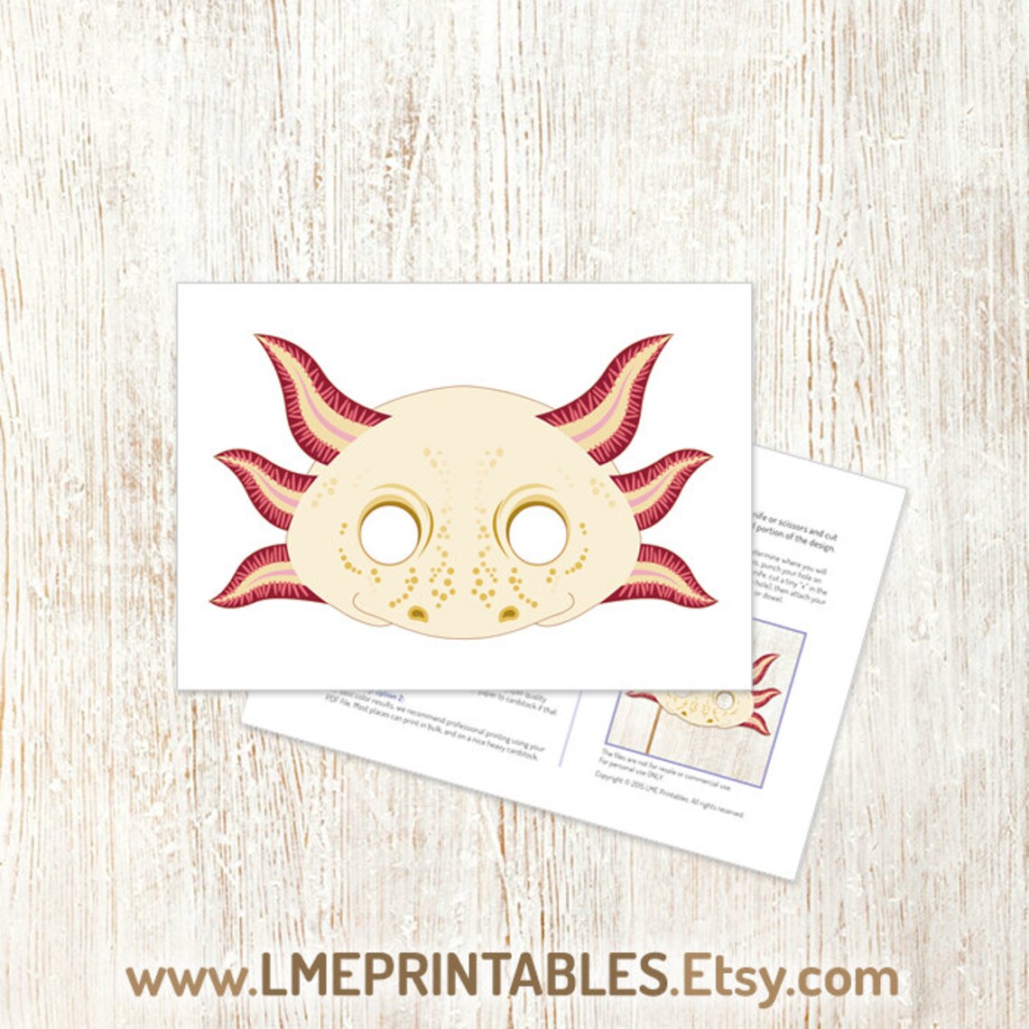 Axolotl Mask Printable Halloween Costume Albino Amphibian - Etsy