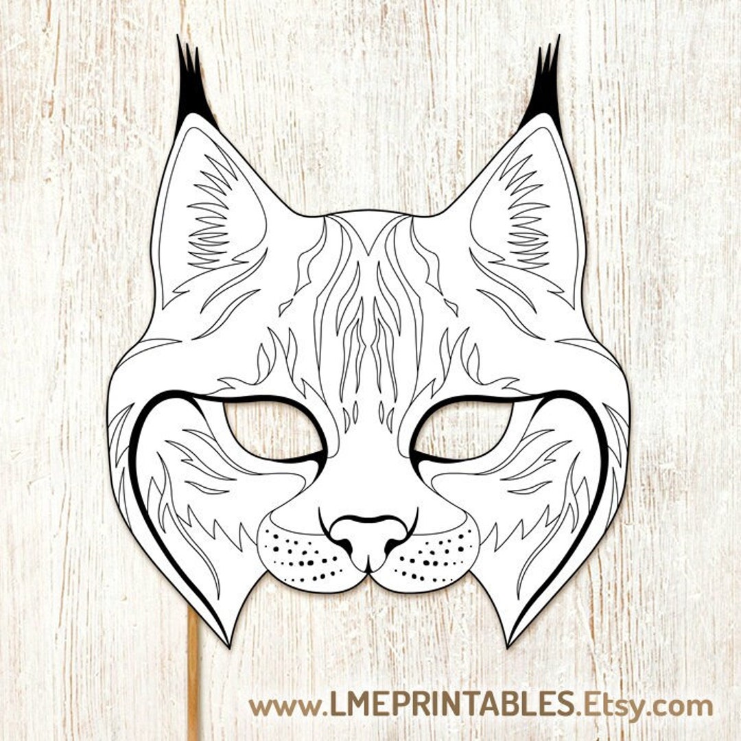 Lynx Coloring Mask Printable Halloween Animal Costume Masks - Etsy España