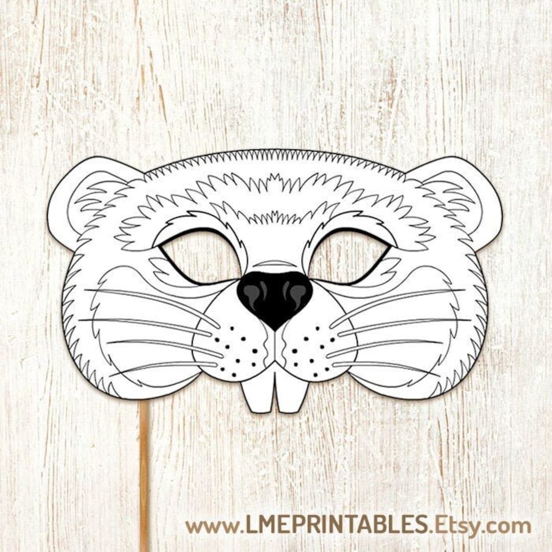 Beaver Coloring Mask Printable Halloween Costume Colouring Castor ...