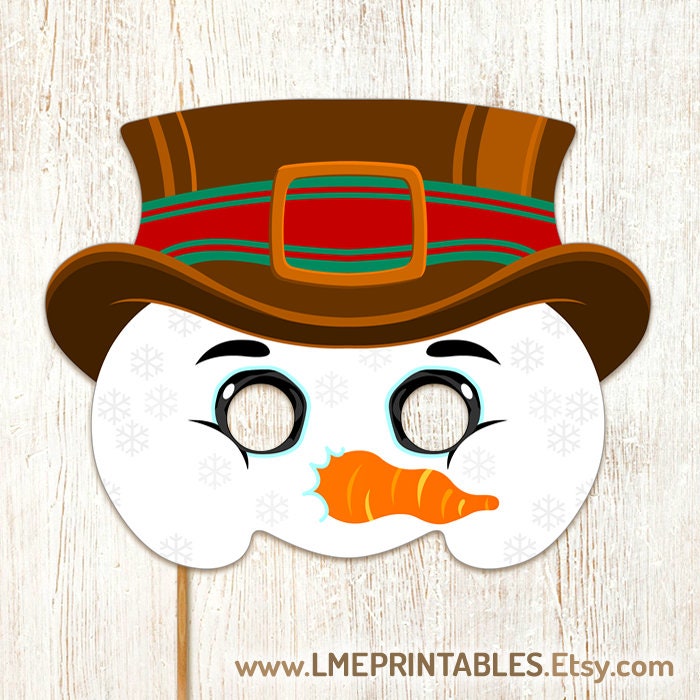 Snowman Mask Printable Halloween Costume Winter Party Snow Man - Etsy