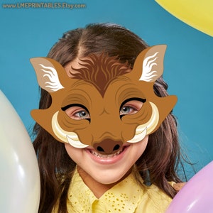 Warthog Mask Printable Costume Safari Africa Animal Wild Boar Carnival ...