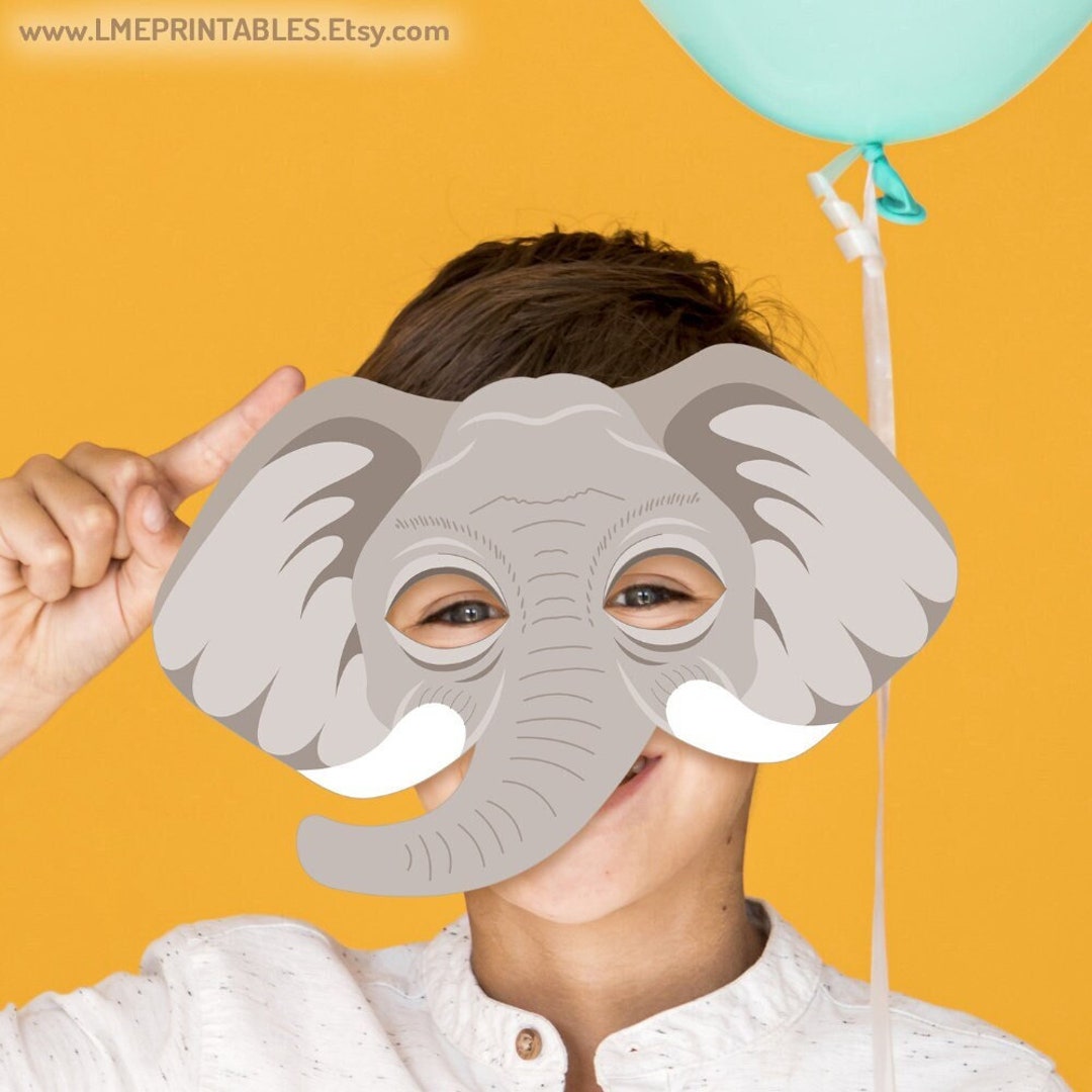 Elephant Mask Printable Costume Animal Party Craft Favor Game Birthday ...