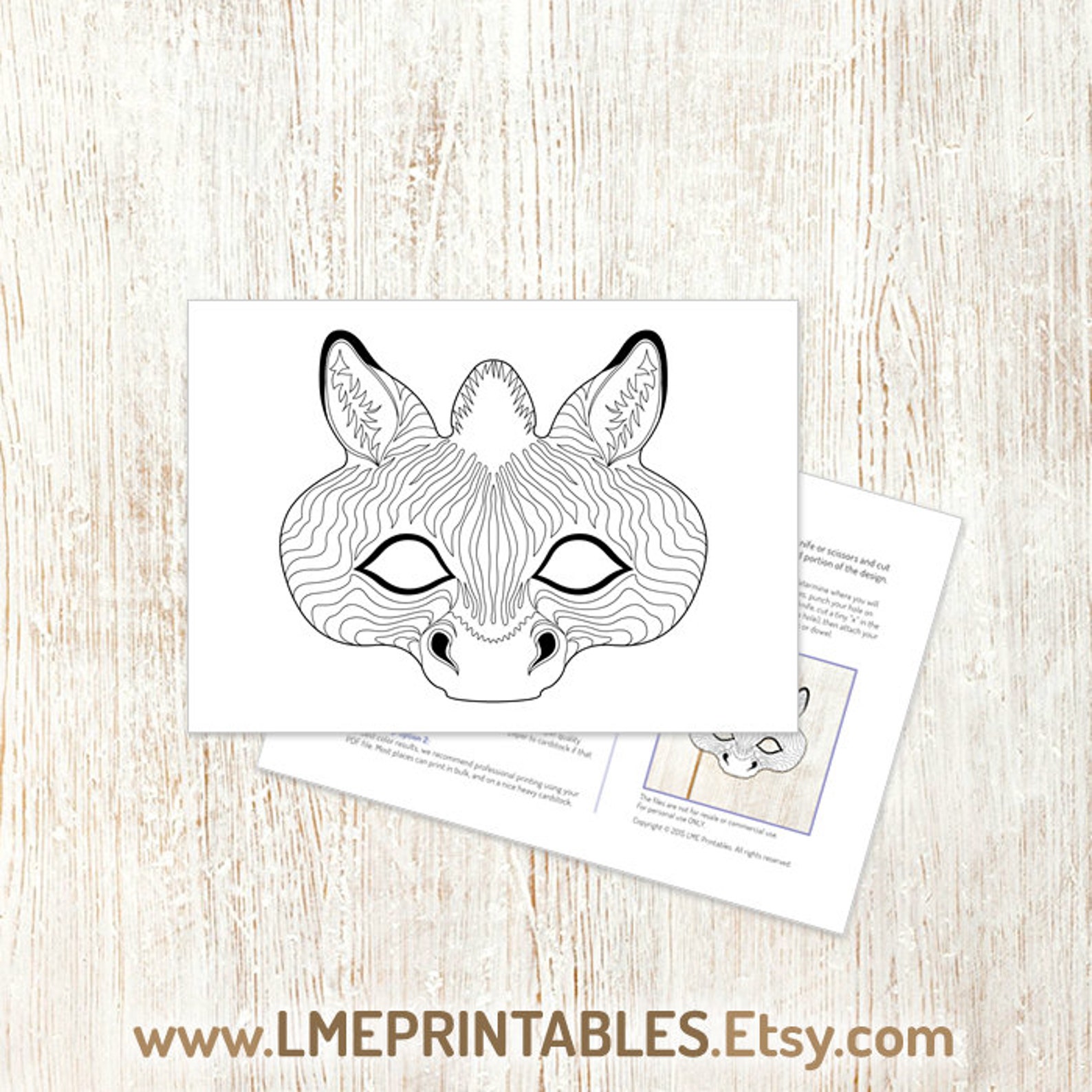 Zebra Coloring Mask Printable Halloween Costume DIY Safari Jungle ...