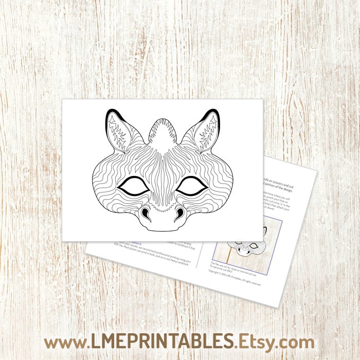 Zebra Coloring Mask Printable Halloween Costume DIY Safari Jungle ...