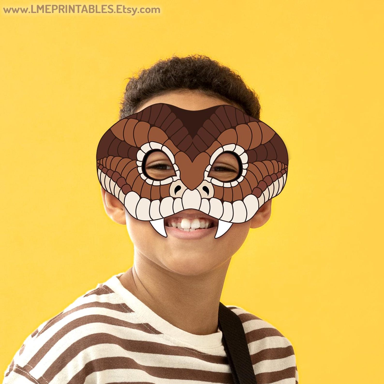 Snake Printable Mask DIY Costume Halloween Reptile Brown Lizard Animal ...