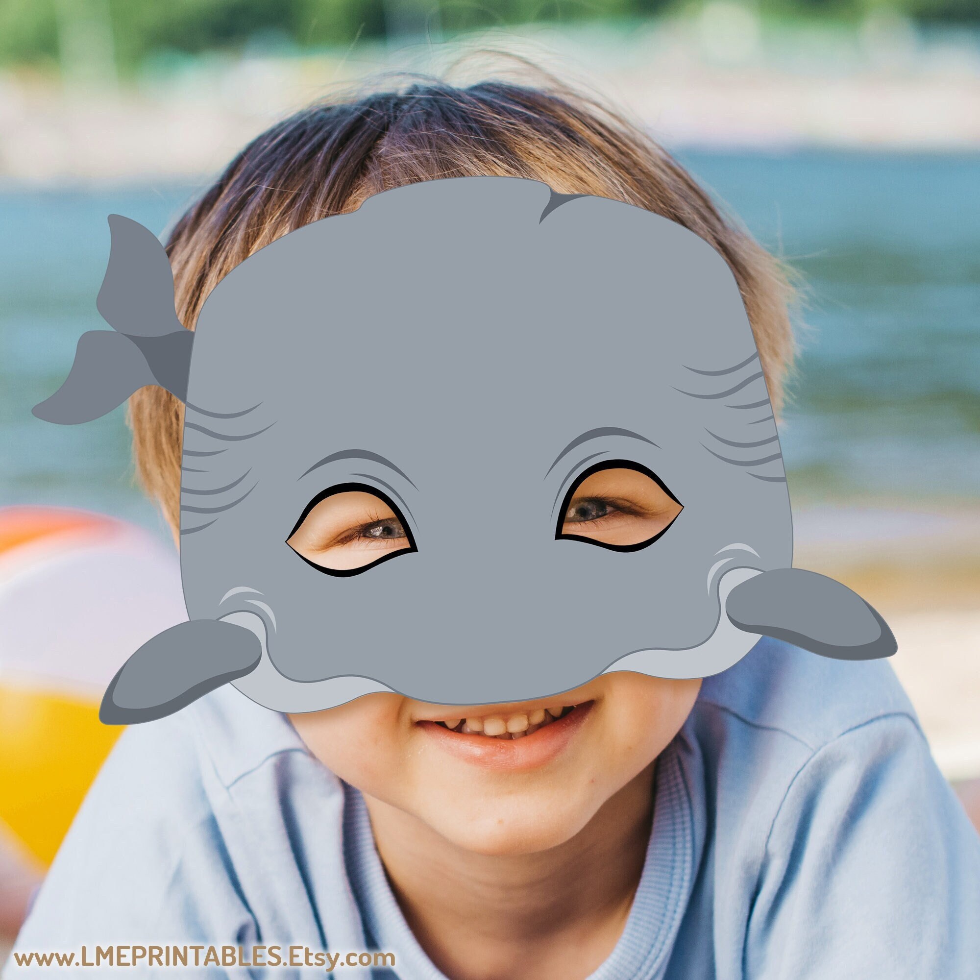 Sperm Whale Mask Printable Halloween Costume Moby-dick Pool Party Game ...