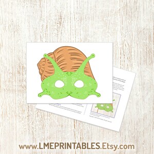 Snail Printable Mask Halloween Costume Animals Shell Masks Party Garden ...