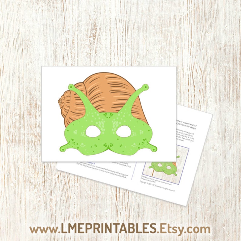 Snail Printable Mask Halloween Costume Animals Shell Masks Party Garden ...