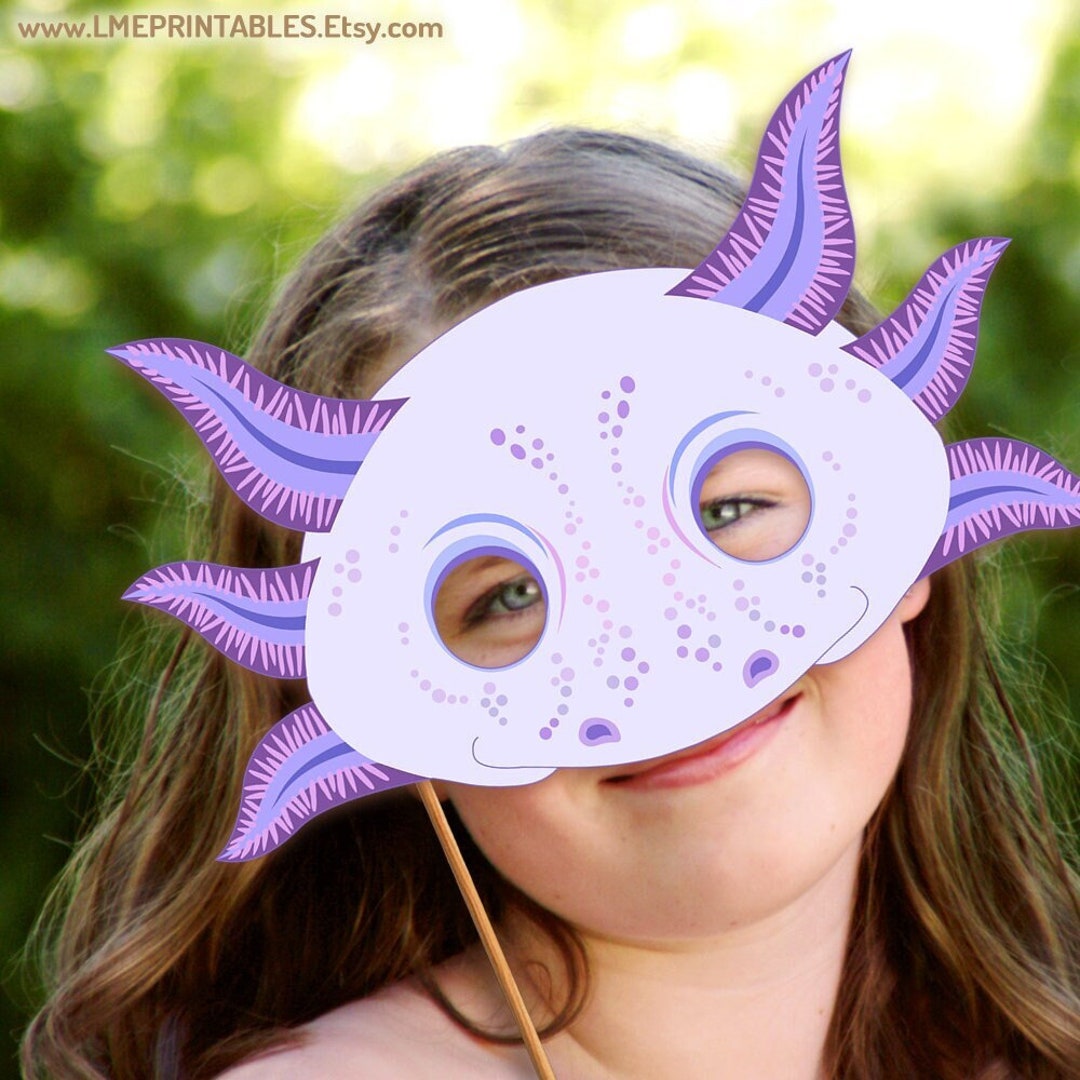 Lavender Axolotl Mask Printable Halloween PDF Paper Costume Template ...