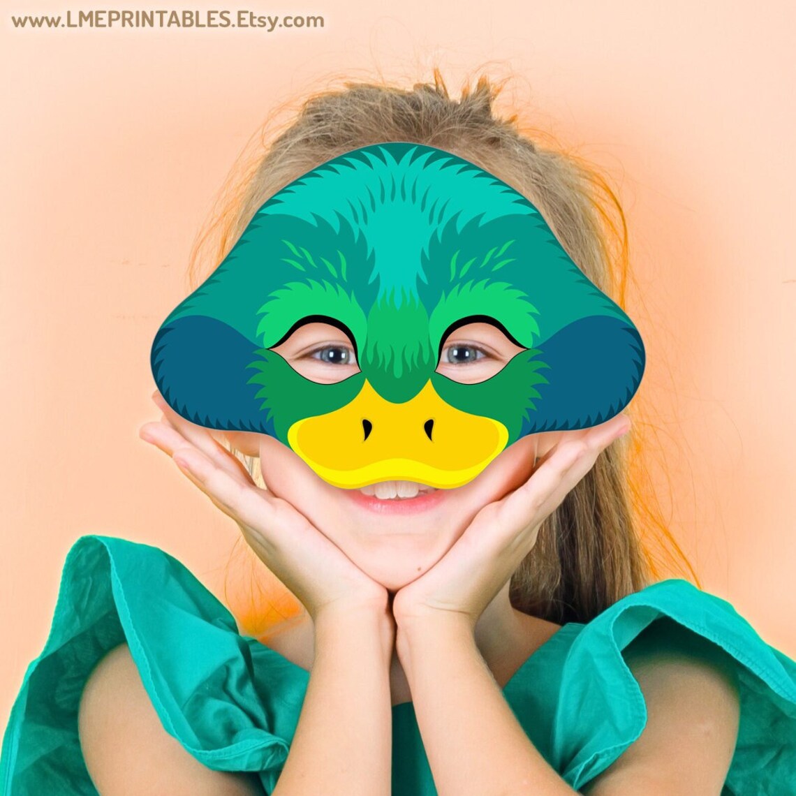 Duck Mask Printable Mallard Duck Green Costume Easter Bird Farm Lake ...