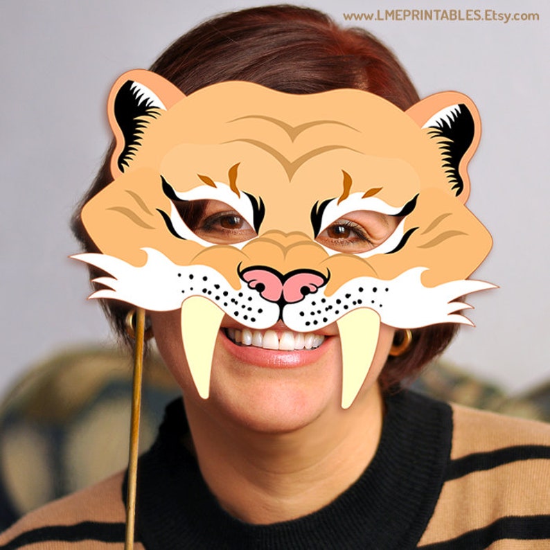 Smilodon Mask Printable Halloween Costume Sabertooth Tiger - Etsy