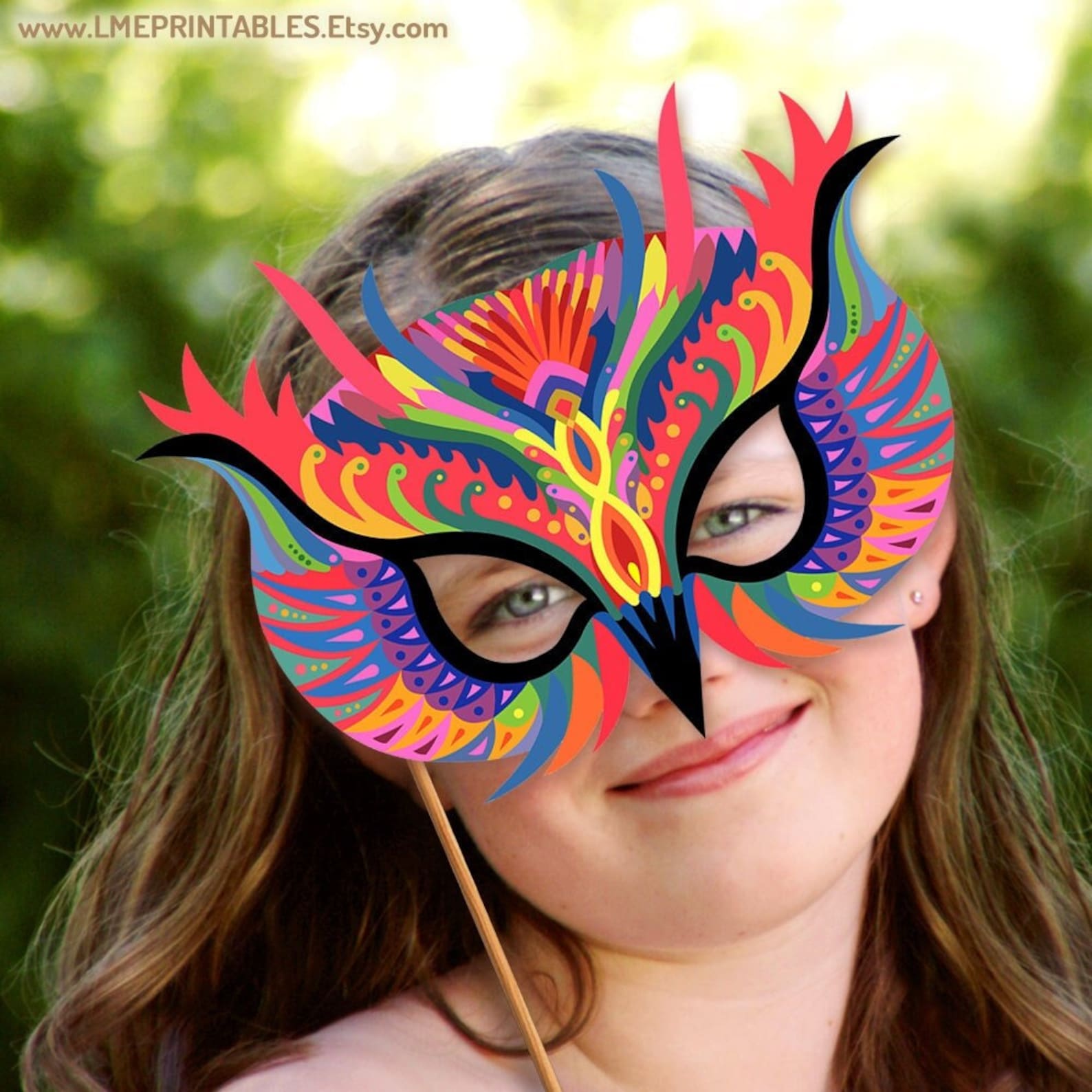 Owl Bird Mask Printable Halloween Costume Party Birthday Colorful Paper ...