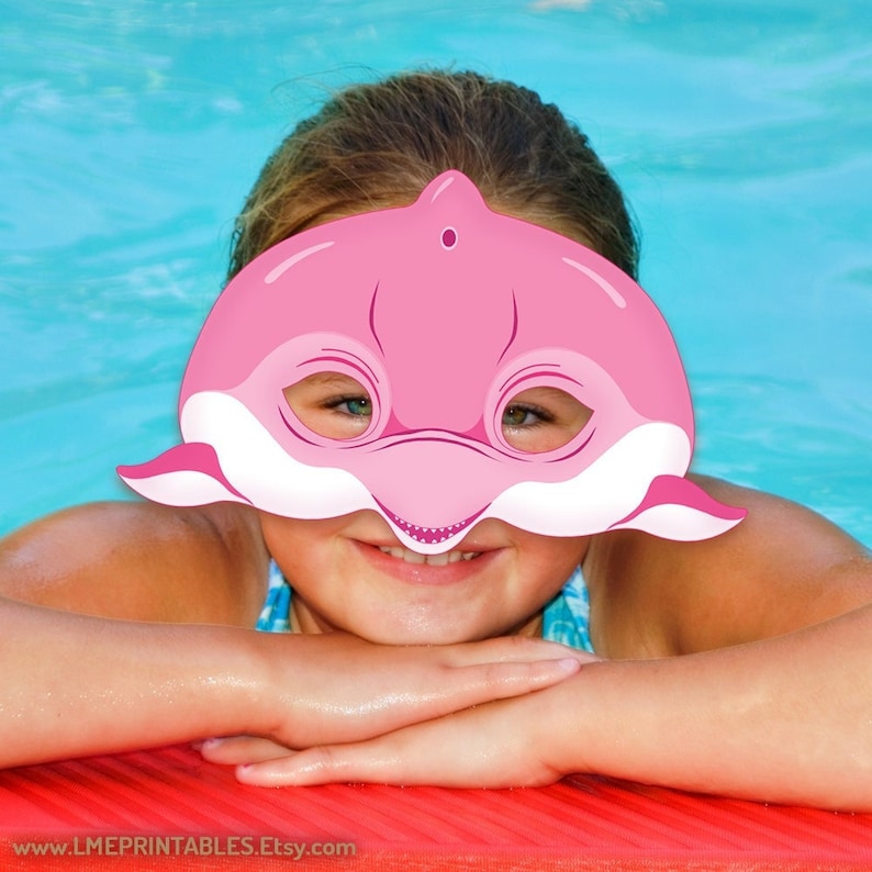 Pink Dolphin Printable Mask Halloween Costume Pool Party Sea Ocean ...