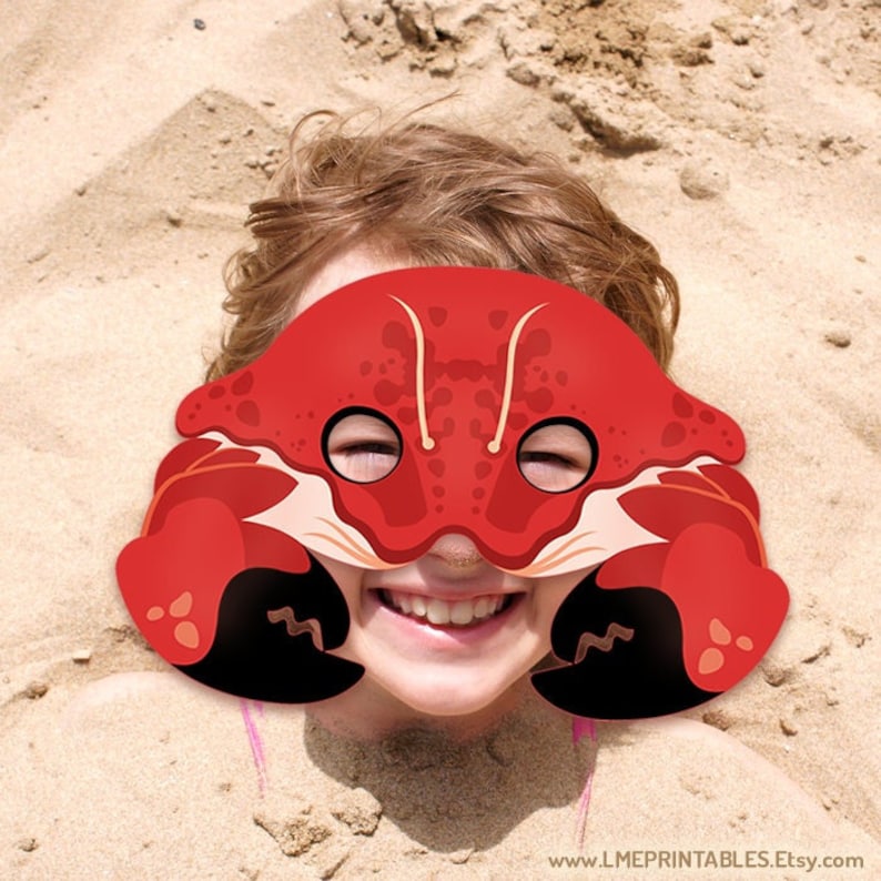 Crab Printable Mask Halloween Costume Animal Paper Masks - Etsy