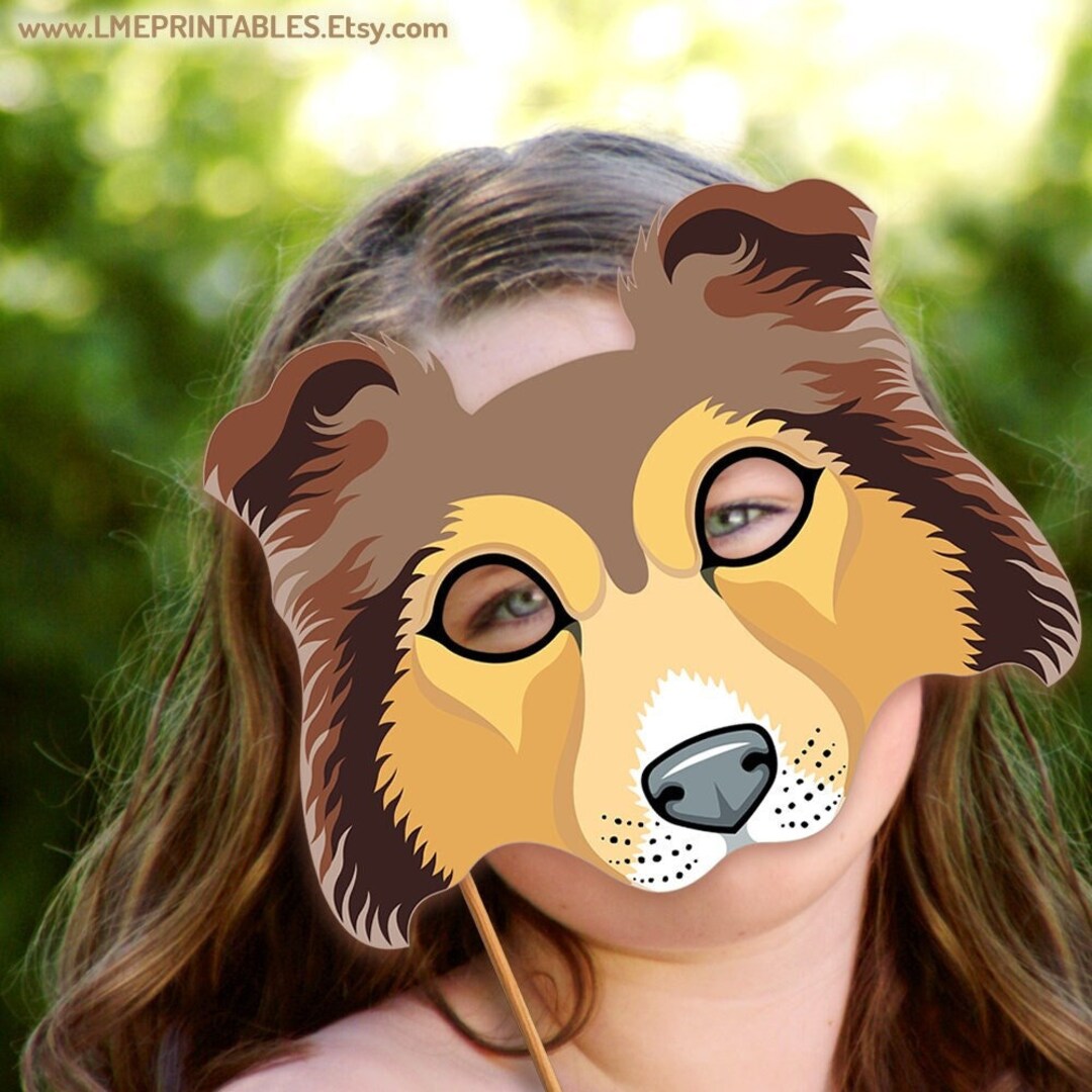 Collie Dog Mask Printable Halloween Animals Costume Kid Adult - Etsy
