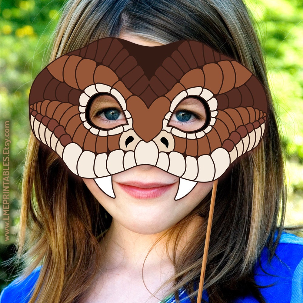 Snake Printable Mask DIY Costume Halloween Reptile Brown - Etsy