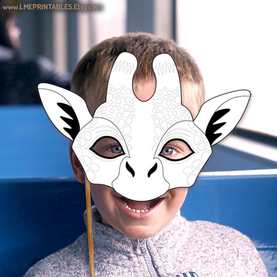 Giraffe Coloring Mask Printable Halloween Costume DIY Safari - Etsy