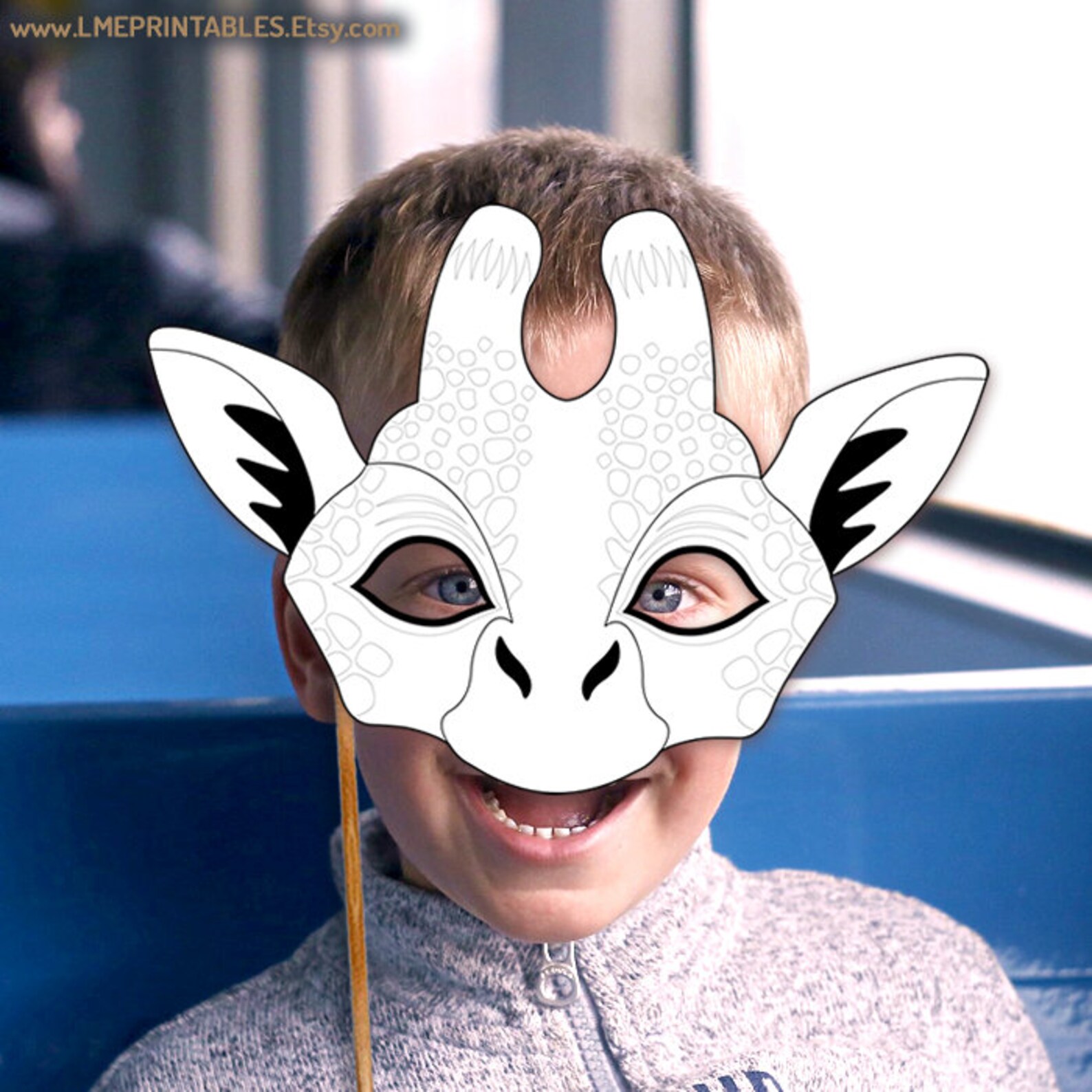 Giraffe Coloring Mask Printable Halloween Costume DIY Safari - Etsy