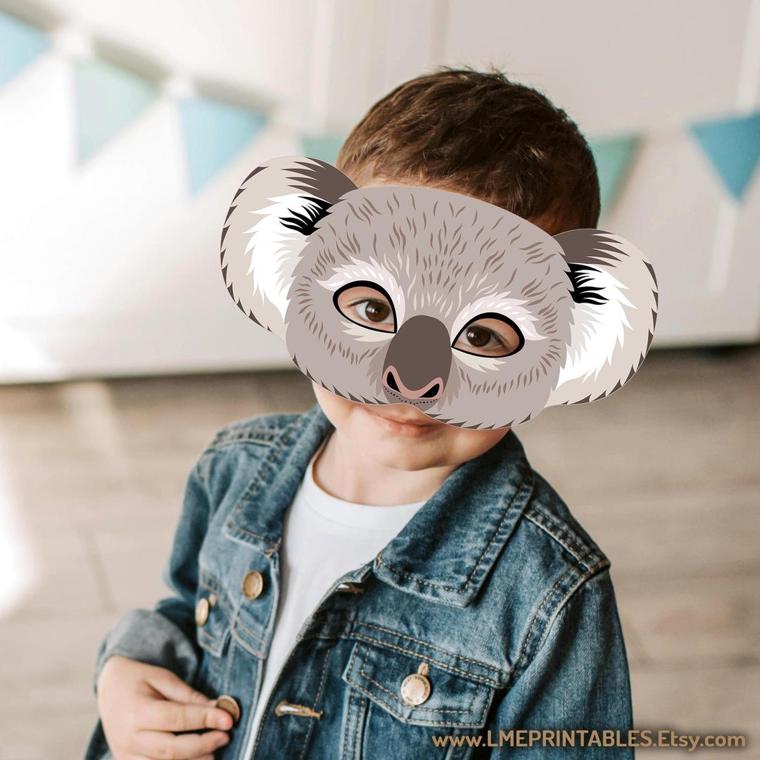 Koala Mask Printable Costume Kid Adult Australian Animal Paper Masks ...