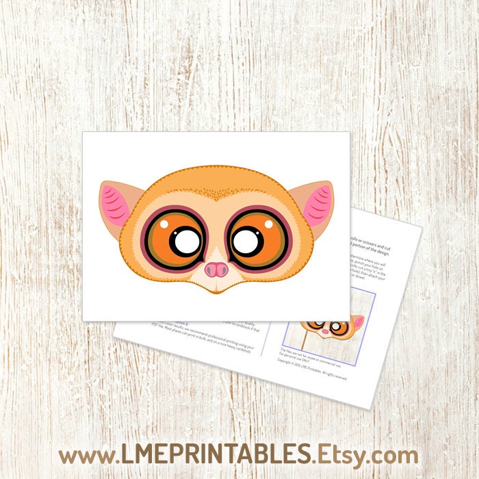 Tarsier Mask Printable Animal Halloween Safari Costume Kid Party ...