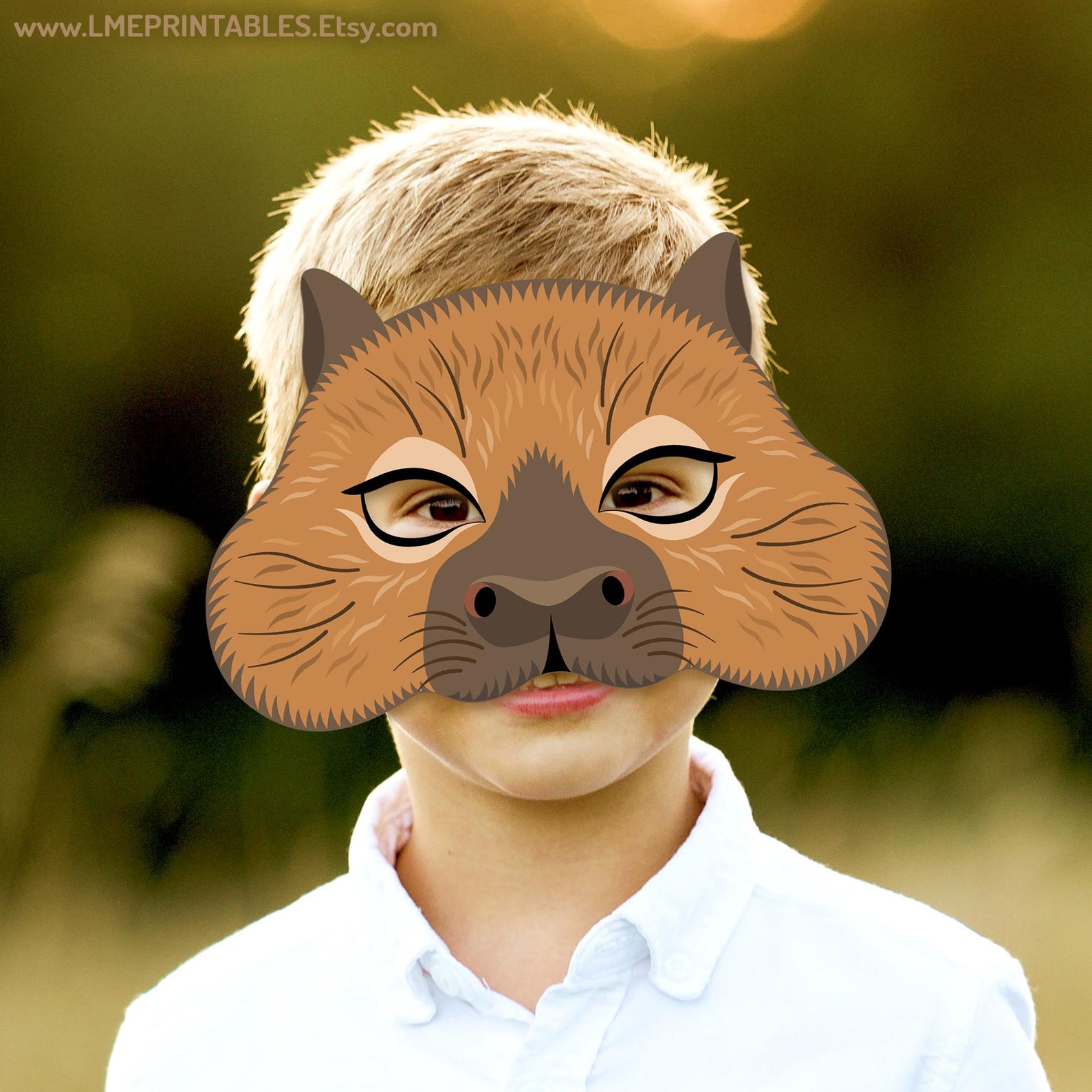 Capybara Printable Mask Castor Costume Forest Animal Halloween Marmot ...