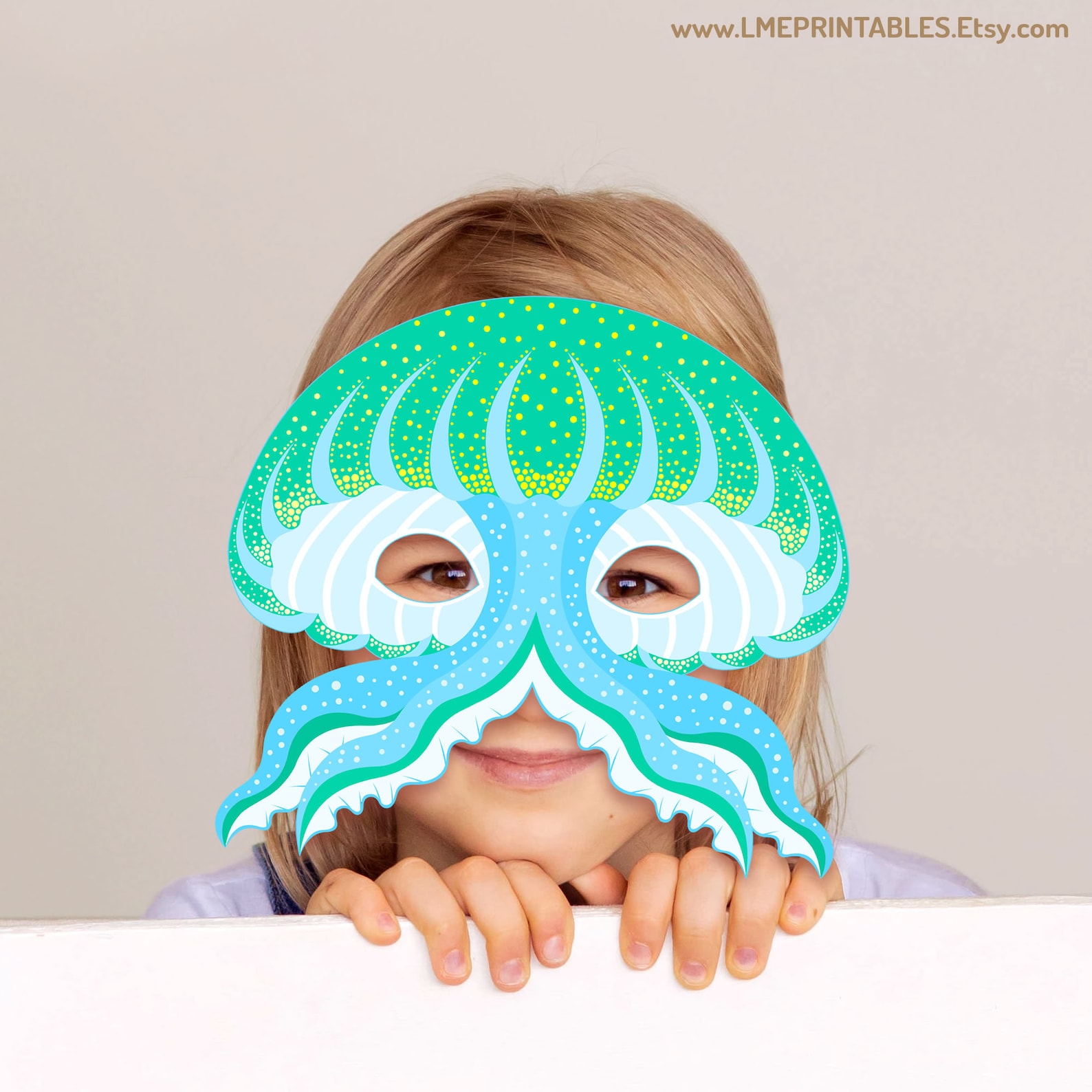Jellyfish Printable Mask Medusa Halloween Squid Costume Sea Life Animal ...