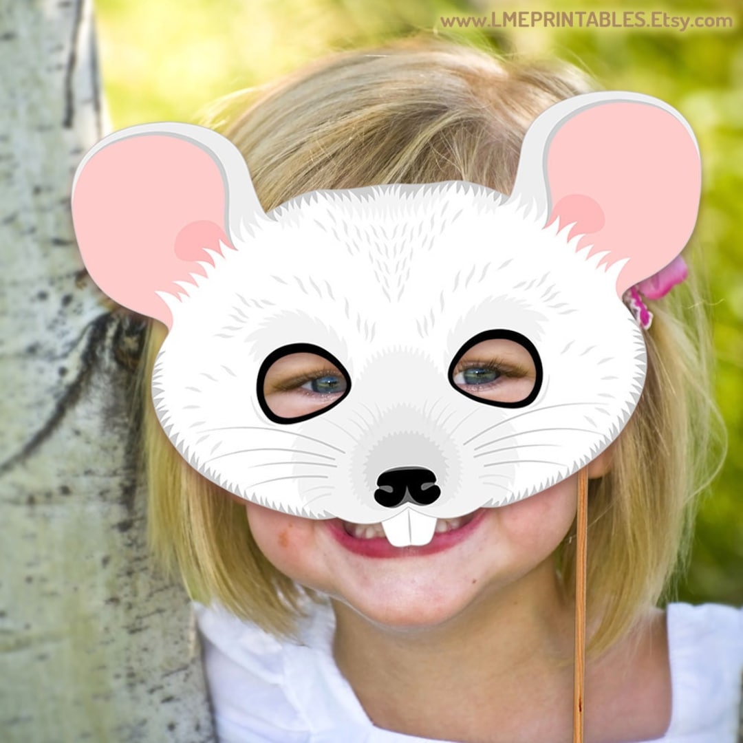 White Mouse Mask Printable Costume Rat Hamster Paper Animal Sewer PDF ...