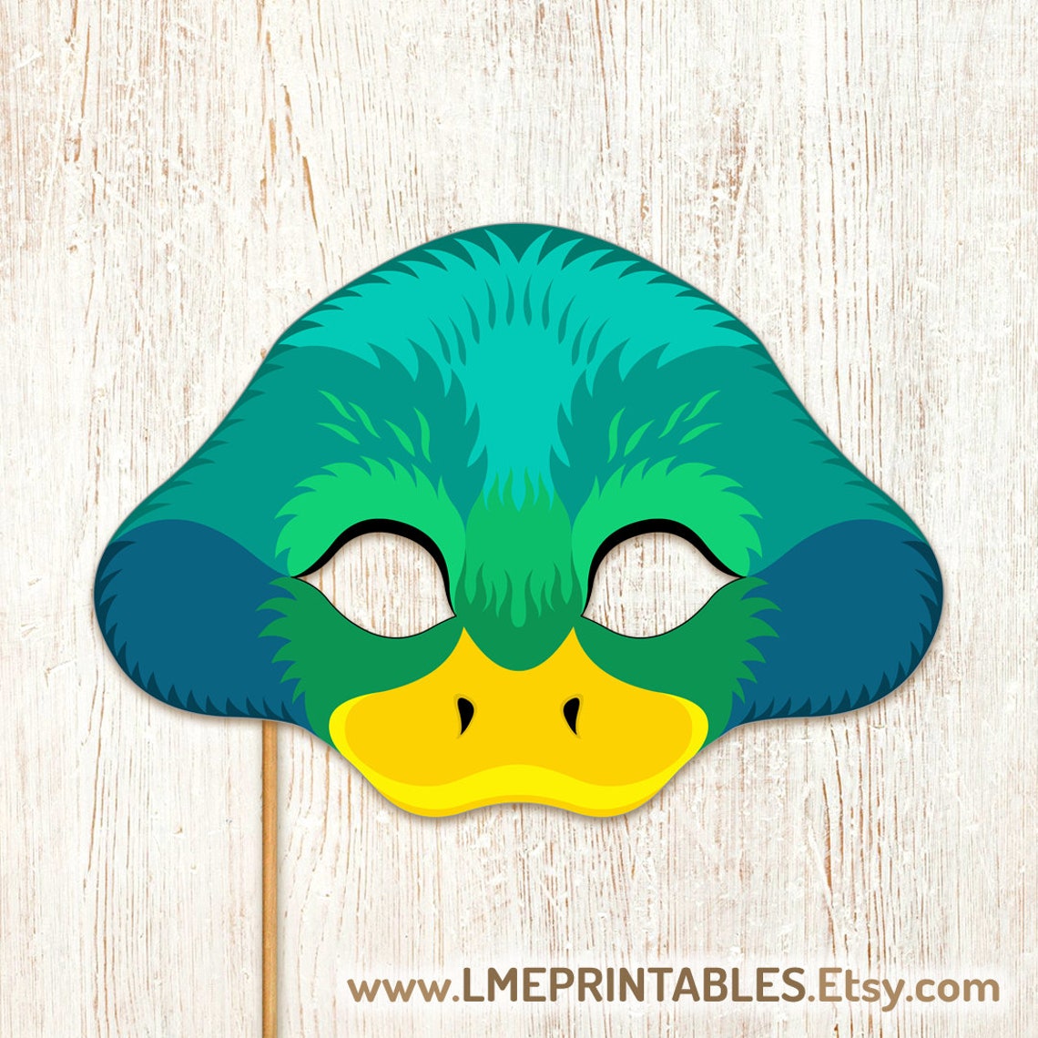 Duck Mask Printable Mallard Duck Green Costume Easter Bird Farm Lake ...