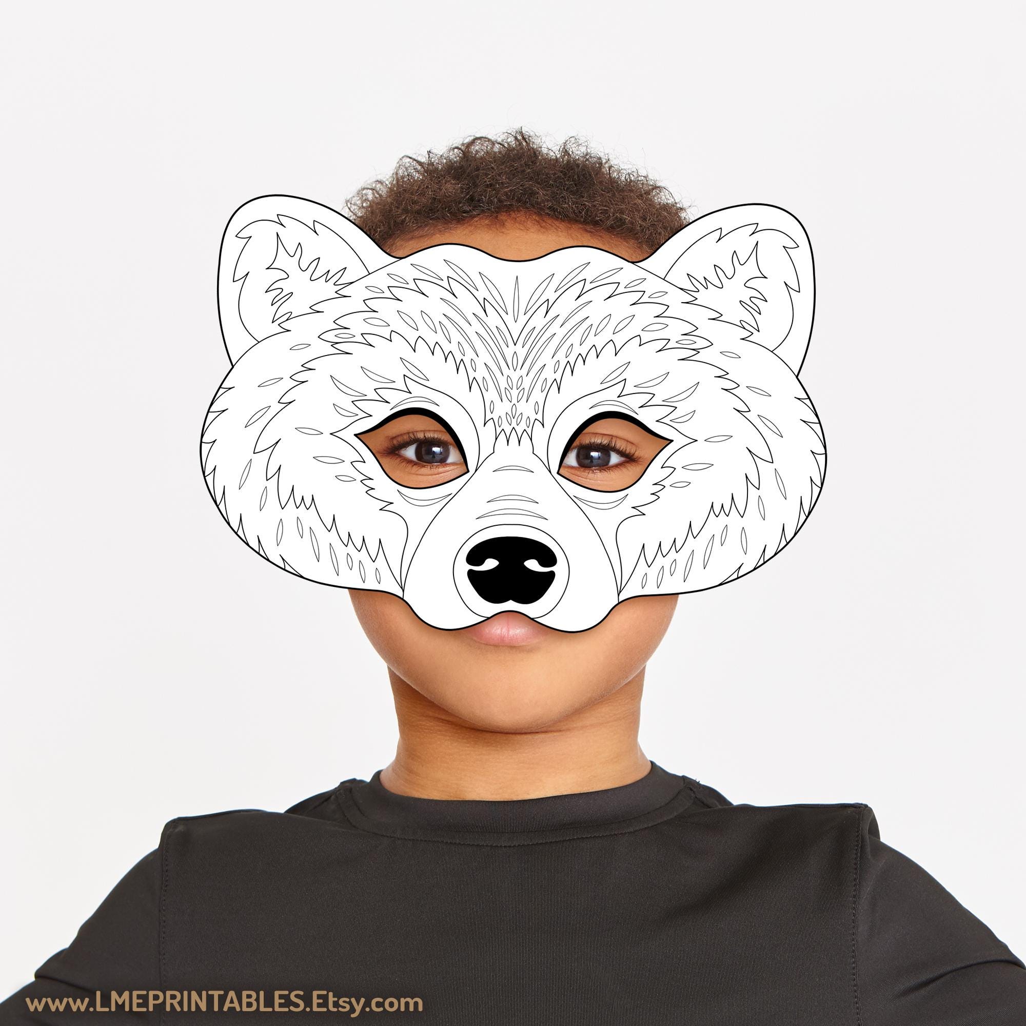 Bear Coloring Mask Printable Costume American Woodland Animal Carnival ...