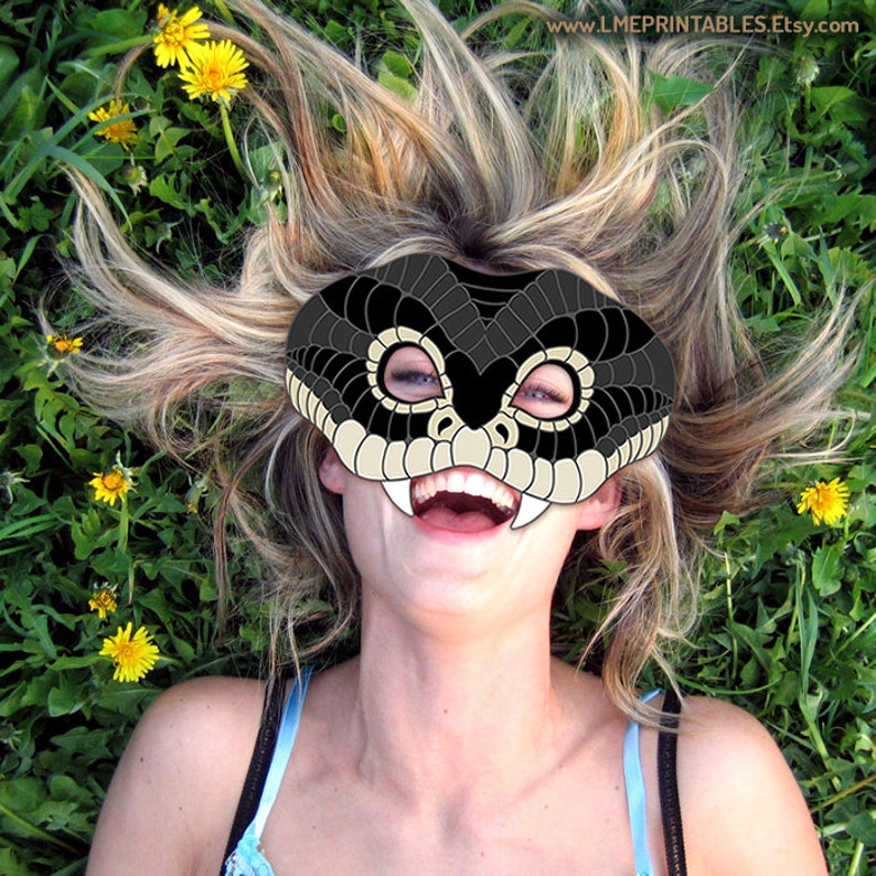 Black Mamba Snake Mask Printable Halloween Costume Reptile Lizard ...