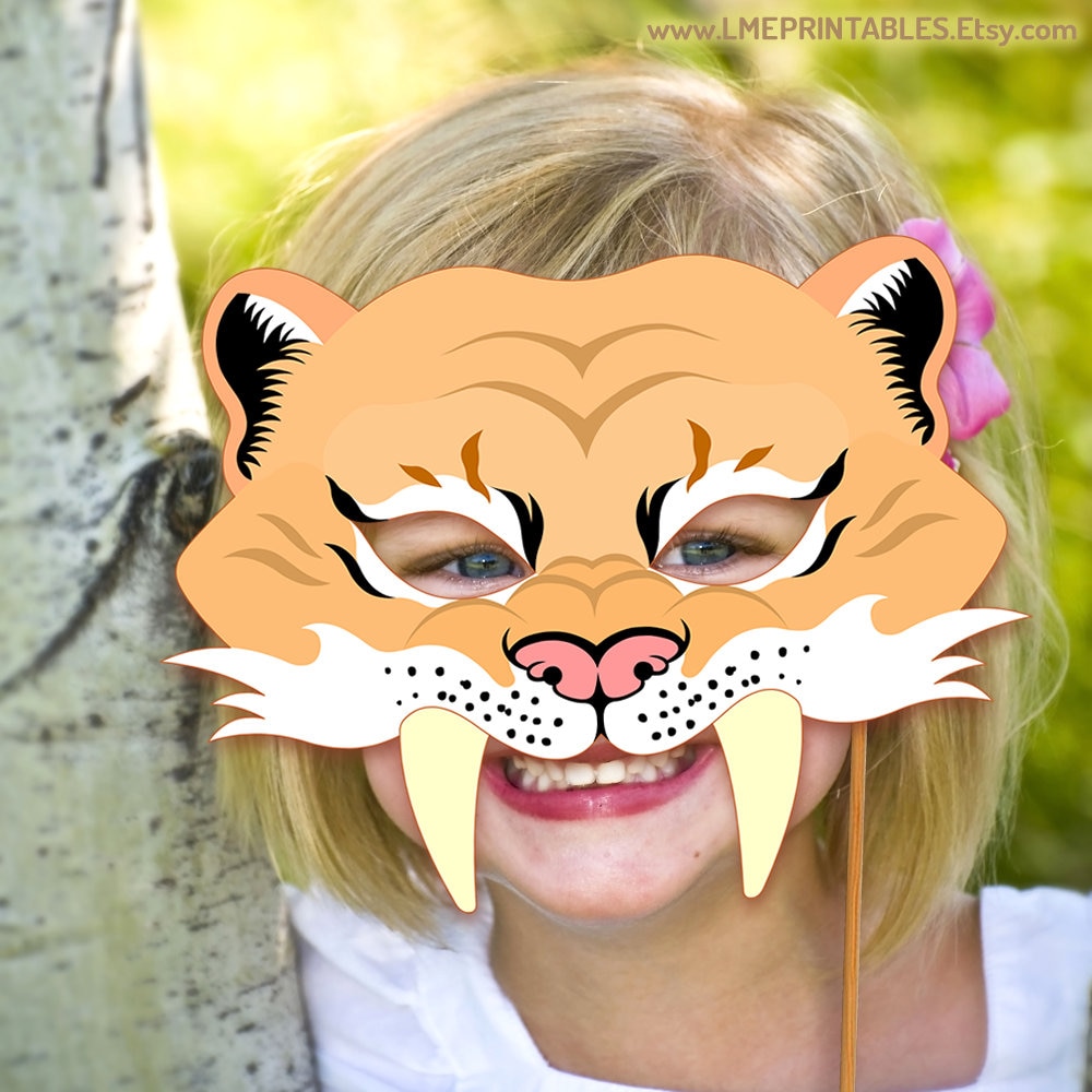Smilodon Mask Printable Halloween Costume Sabertooth Tiger Prehistoric ...