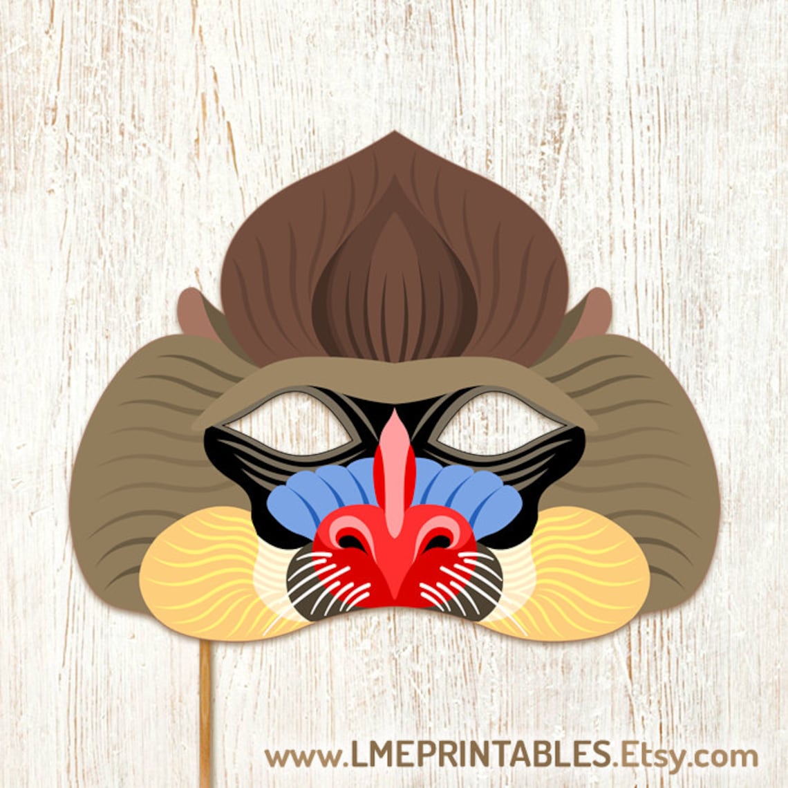 Mandrill Mask Printable Animal Monkey Halloween Costume Kid - Etsy