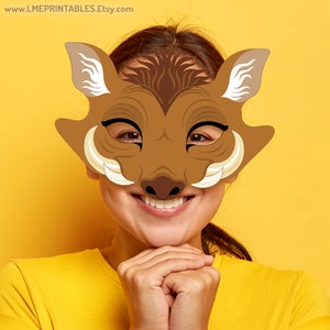 Warthog Mask Printable Costume Safari African Animal Wild Boar ...