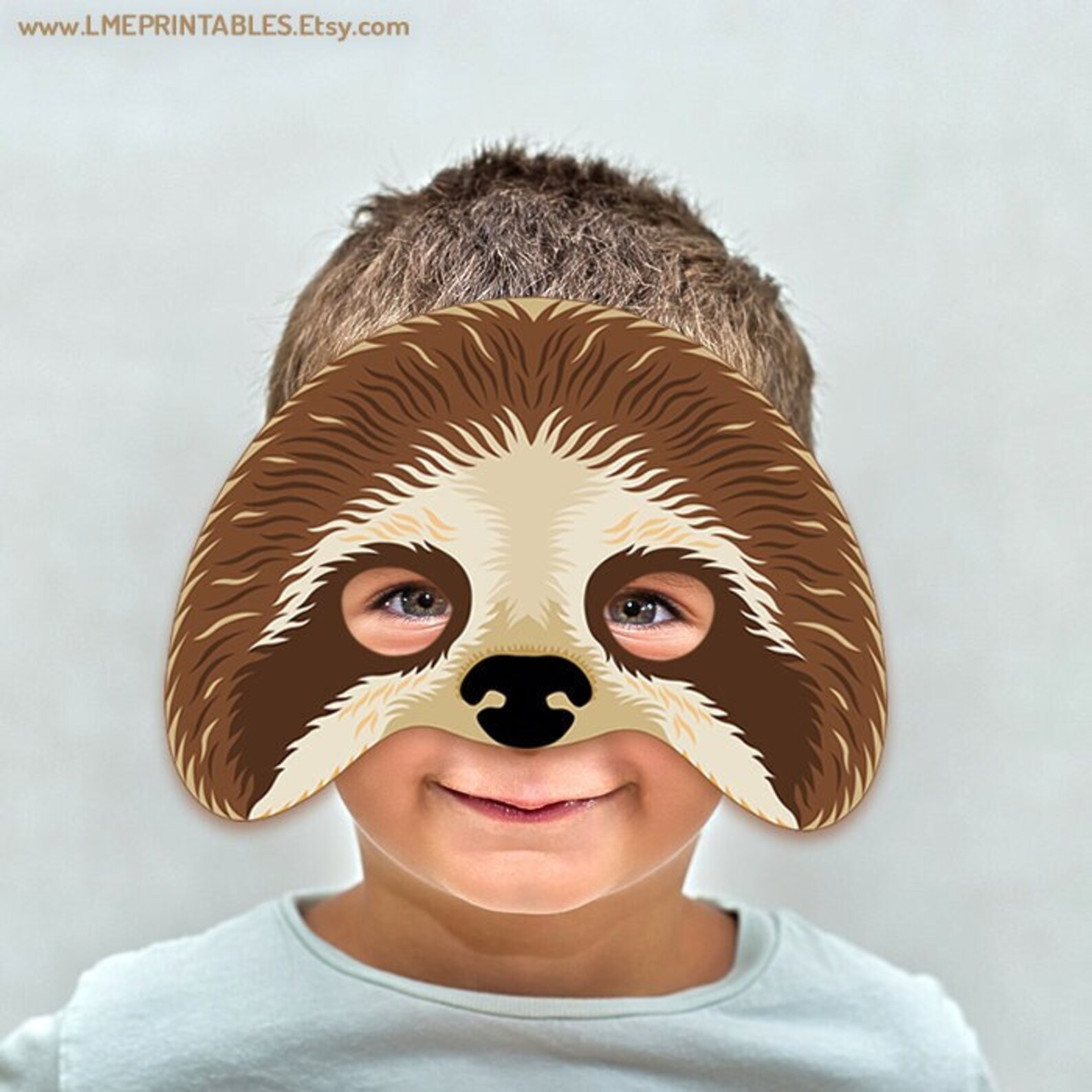 Sloth Mask Printable Costume Animal Masks Party Booth Prop | Etsy