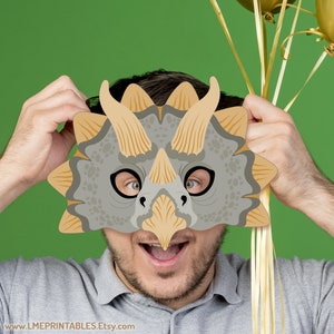 Triceratops Mask Printable Dinosaur Costume Animal Carnival Halloween ...