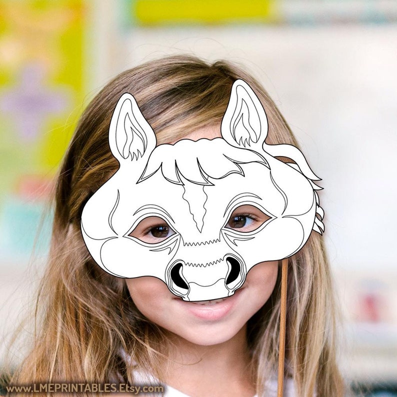 Horse Coloring Mask Printable Costume Colouring Pony Animal Farm Party ...