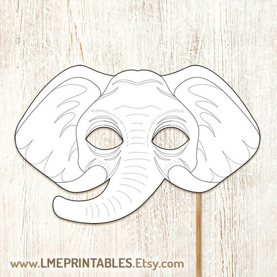 Elephant Coloring Mask Printable Halloween Costume DIY Safari | Etsy