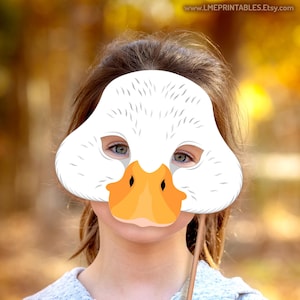 Duck Mask Printable Carnival Costume American Pekin Duck White Bird ...