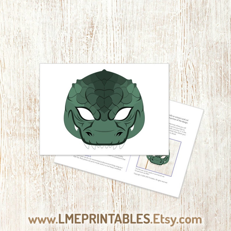 Monster Mask Printable Halloween Dinosaur T-rex DIY Costume Godzilla ...