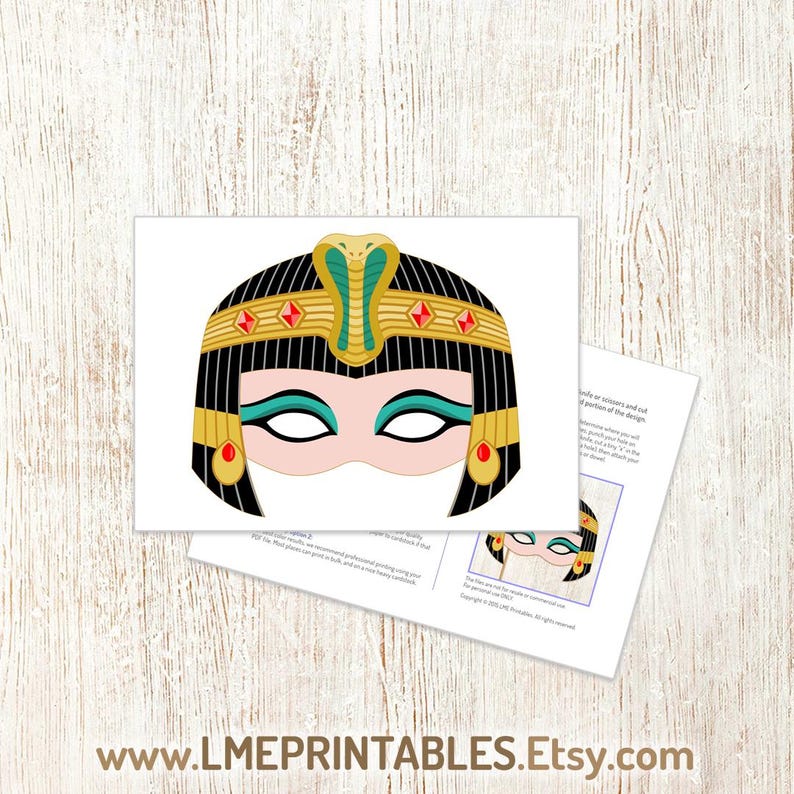 Cleopatra Mask Printable Egyptian Queen Halloween DIY Costume Ancient ...