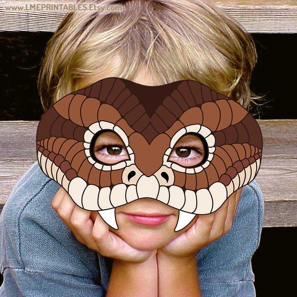 Snake Printable Mask DIY Costume Halloween Reptile Brown Lizard Animal ...