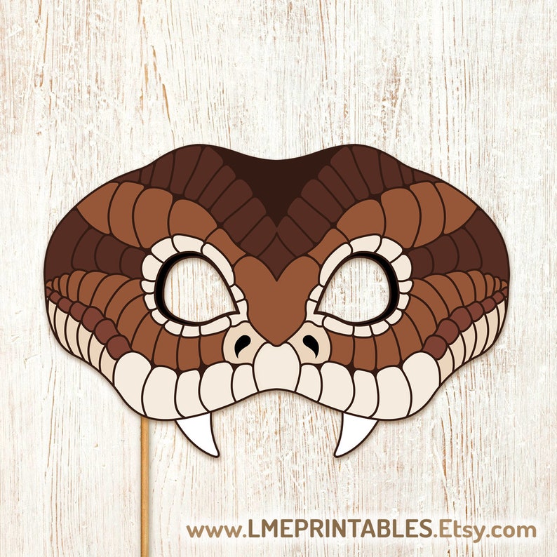 Snake Printable Mask DIY Costume Halloween Reptile Brown Lizard Animal ...