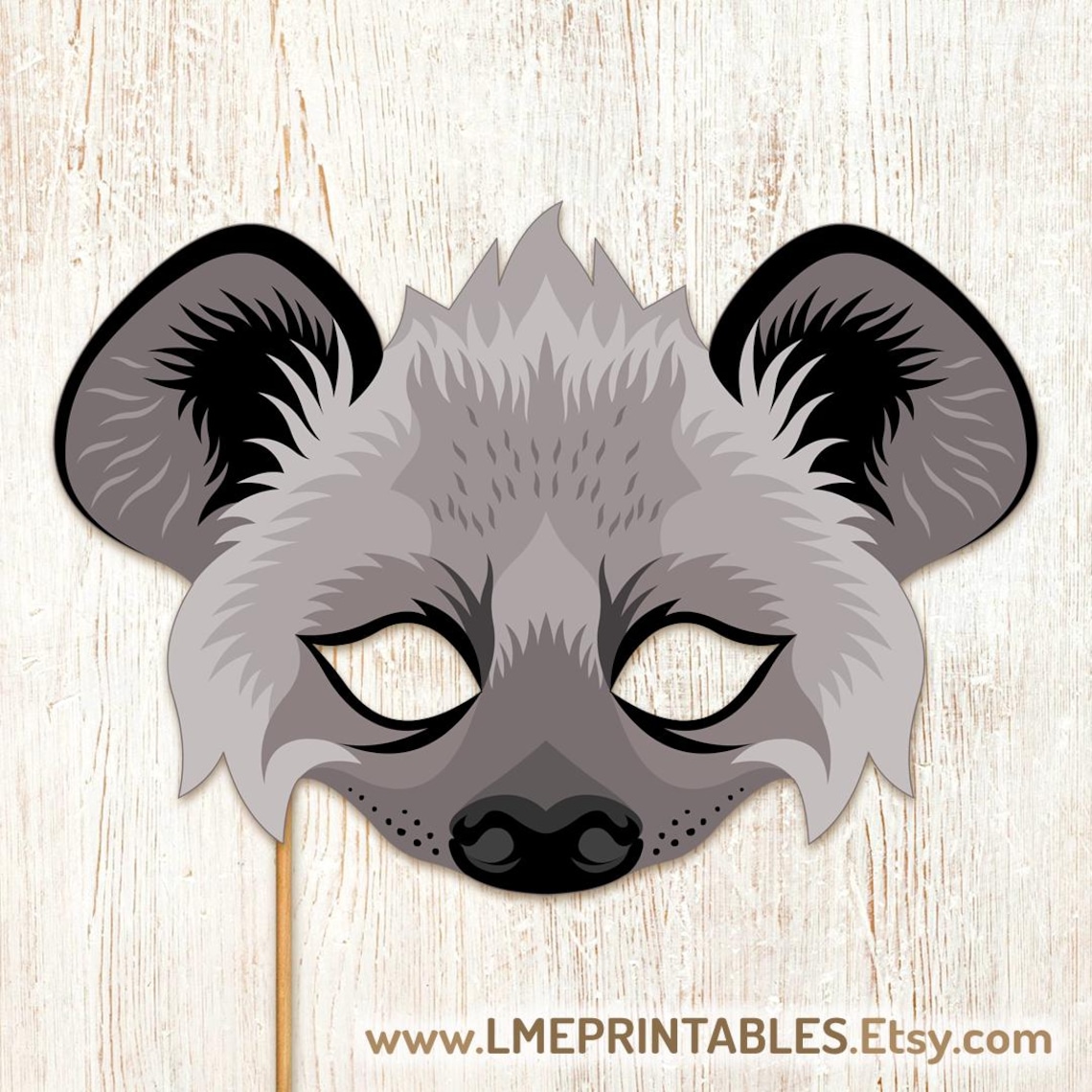 Grey Hyena Mask Printable Animal Carnival Halloween Costume Safari ...