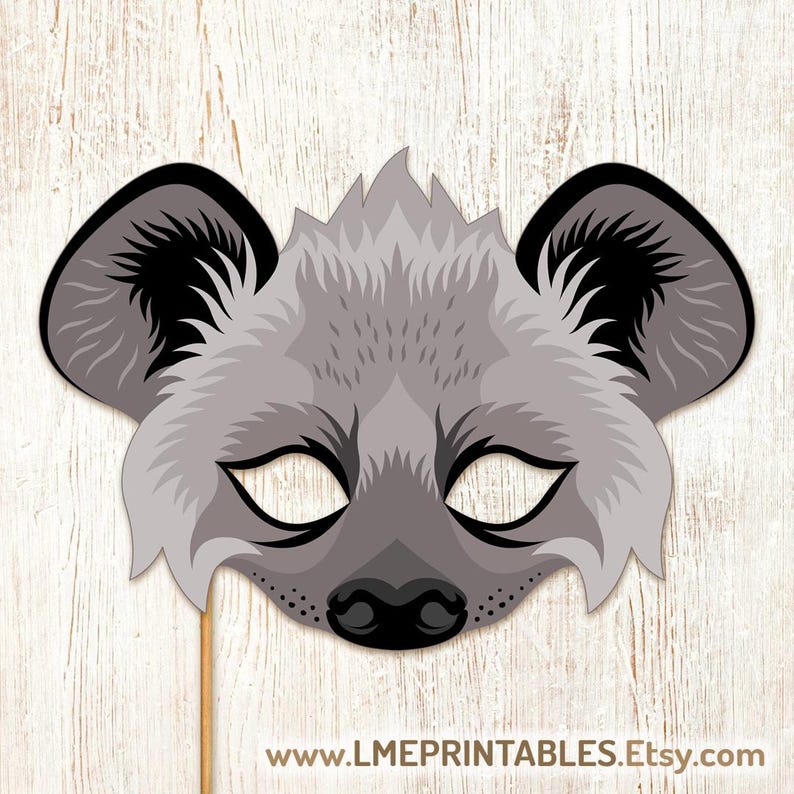 Grey Hyena Mask Printable Animal Carnival Halloween Costume Safari ...