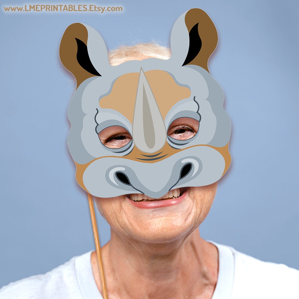 Rhino Mask Printable Halloween Costume Rhinoceros Gray Wild - Etsy UK